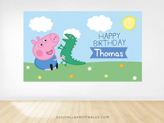 Editable George Pig Backdrop Banner, Printable Peppa Pig and Family ...