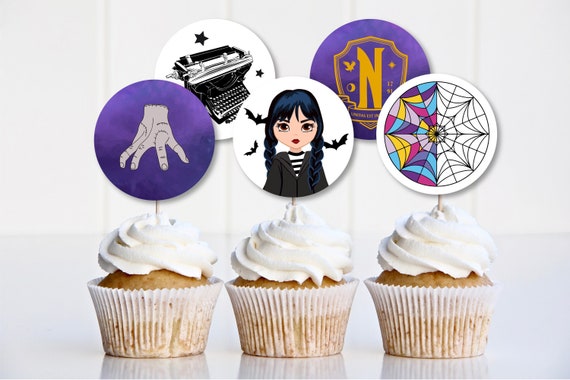 Wednesday Addams Inspired Cupcake Toppers | Cupcake Tags | Printable ...