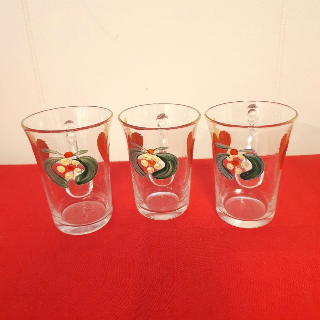 Set of 3 Vintage Swedish Hand Blown and Hand Painted Glasses From the ...