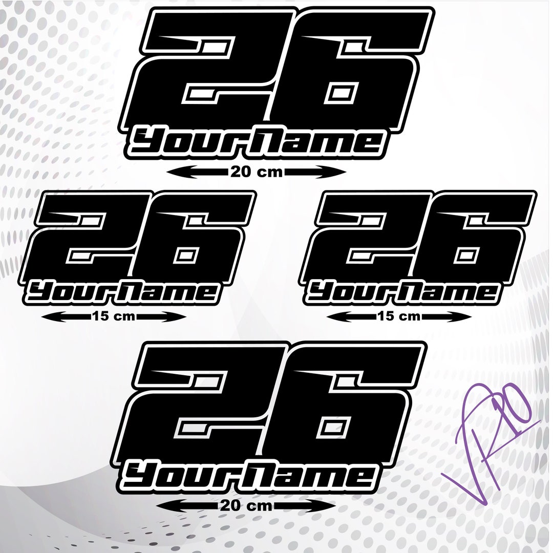 Custom Racing Numbers and Names Vinyl Sticker Decals Race Motorcycle ...