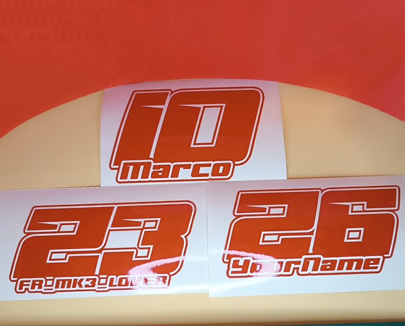 Custom Racing Numbers and Names Vinyl Sticker Decals Race Motorcycle ...