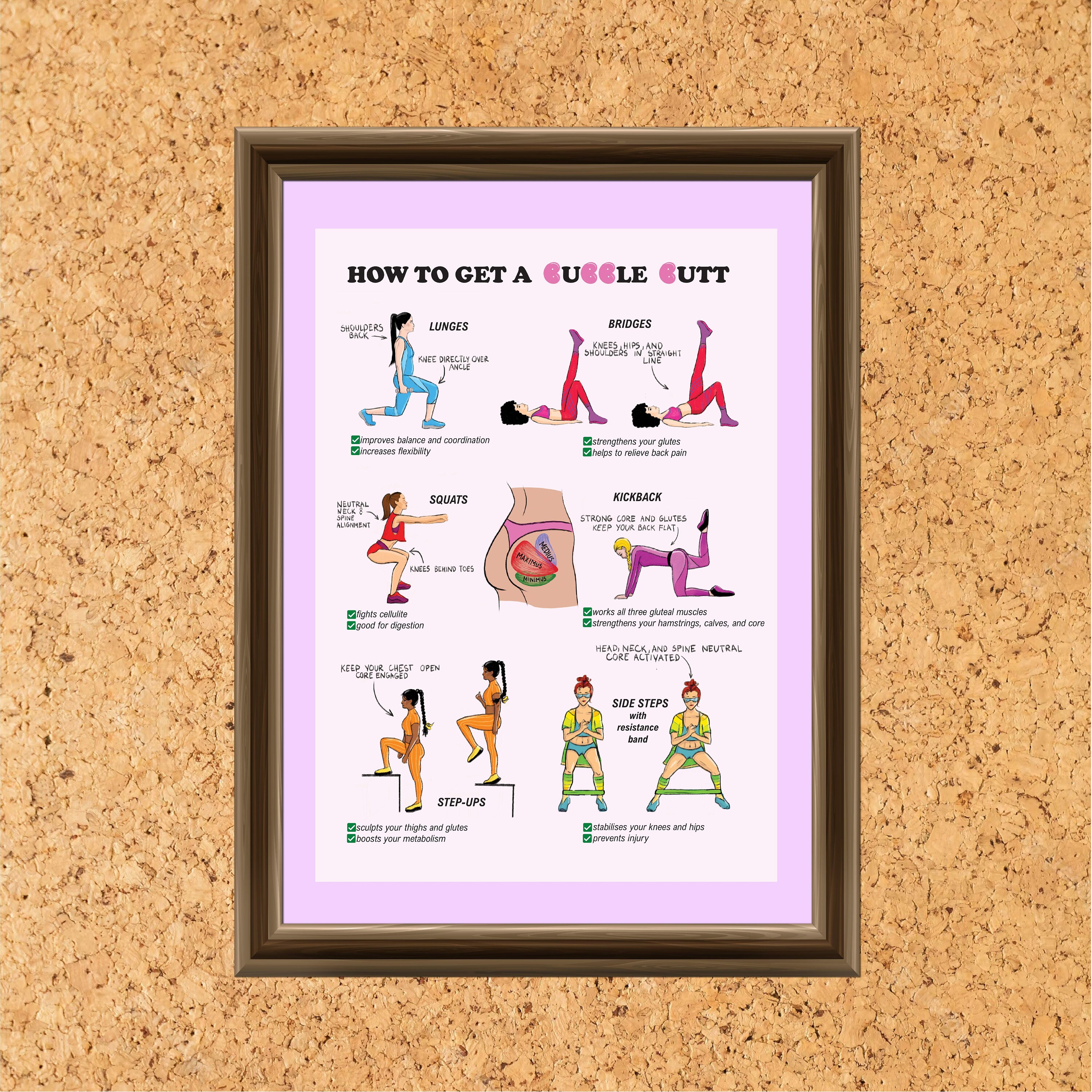 Exercise for Bigger Butt How to Get a BUBBLE BUTT Poster Build Your ...