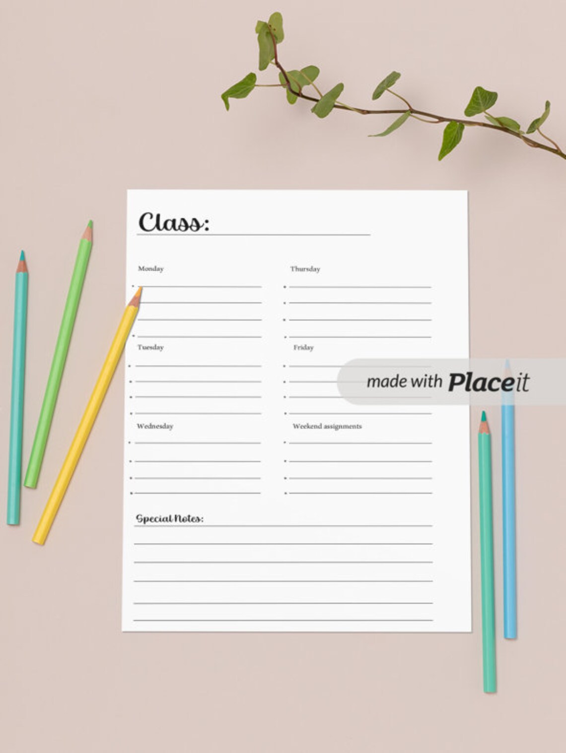 Downloadable School Planner, Printable Class Planner, Printable School ...