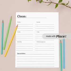 Downloadable School Planner, Printable Class Planner, Printable School ...