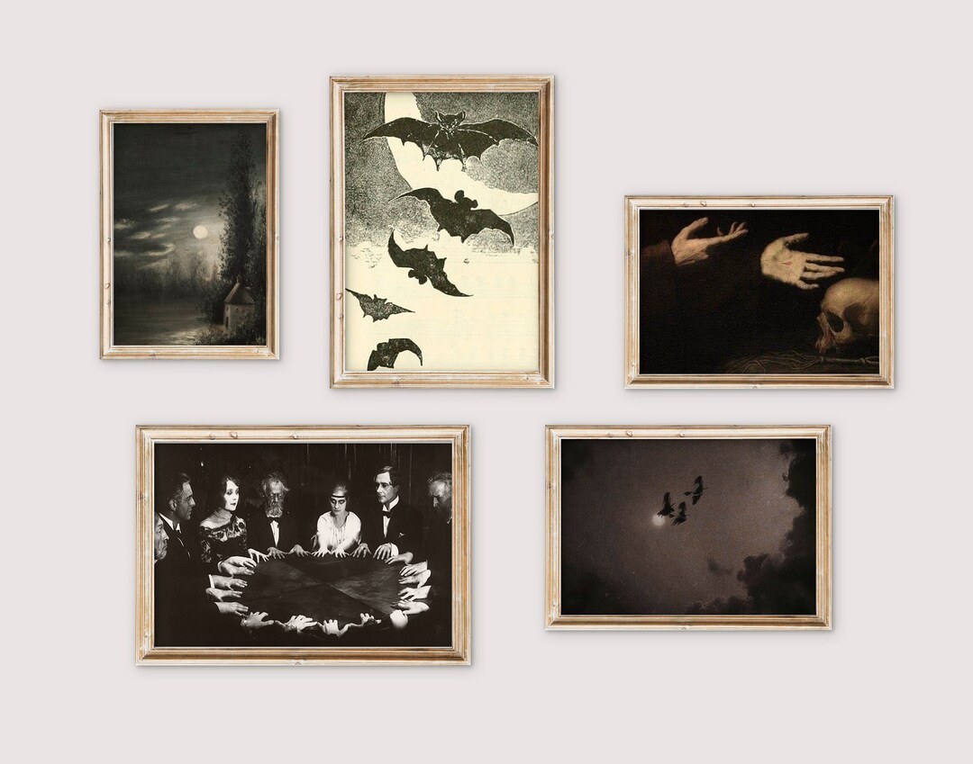 Dark Academia Decor | Set of 5 Halloween Printables | Vintage Halloween ...