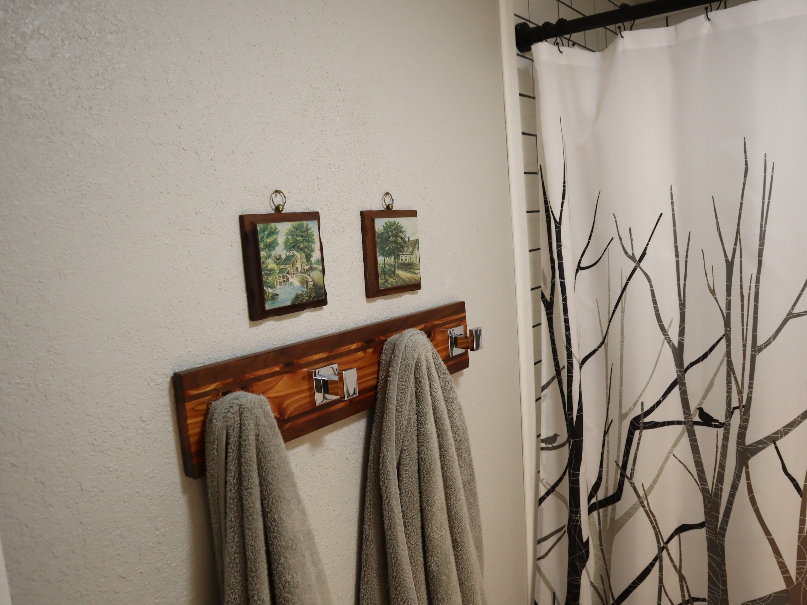 Robe Hook, Walnut and Cedar, Polished Chrome Hooks - Etsy