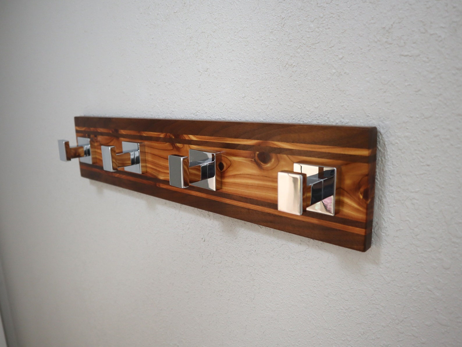 Robe Hook, Walnut and Cedar, Polished Chrome Hooks - Etsy