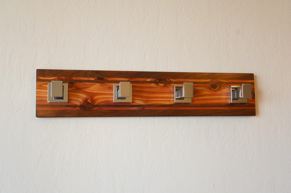 Robe Hook, Walnut and Cedar, Polished Chrome Hooks - Etsy