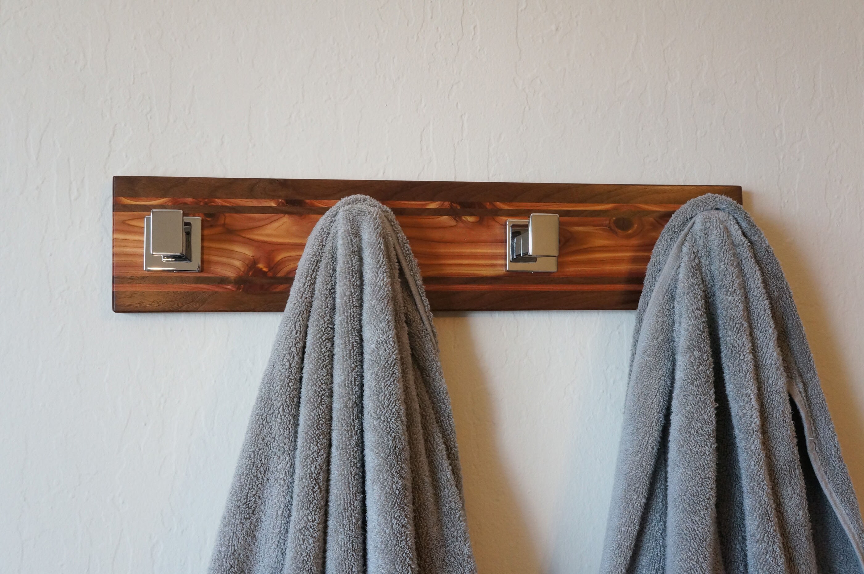 Robe Hook, Walnut and Cedar, Polished Chrome Hooks - Etsy