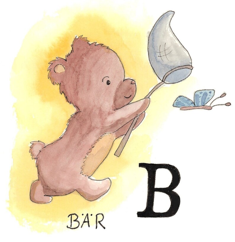 Vorbestellung: ABC Postkarte B wie Bär 10 cm x 15 cm Alphabet - Etsy.de