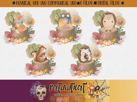 Fall Bundle Woodland Animals PNG Files Commercial Use Read 2nd - Etsy