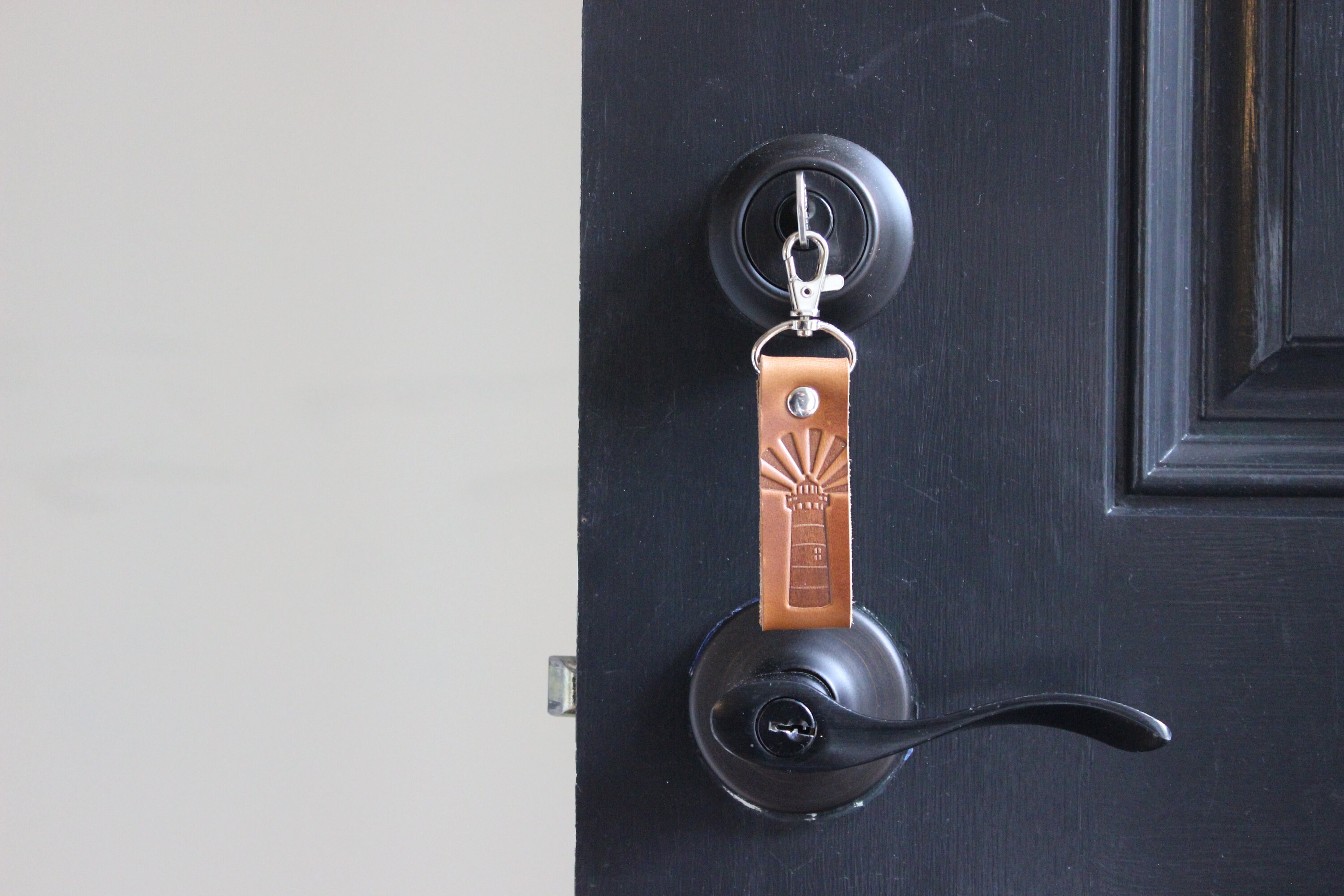 Lighthouse Brown Leather Keychain Key Fob Ring Ocean Theme - Etsy