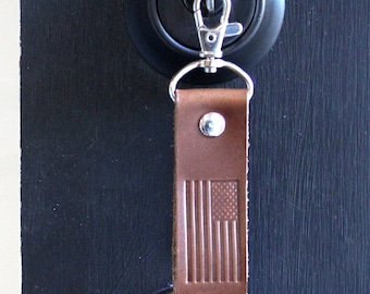 American Flag Leather Key Fob / Keychain - Etsy UK