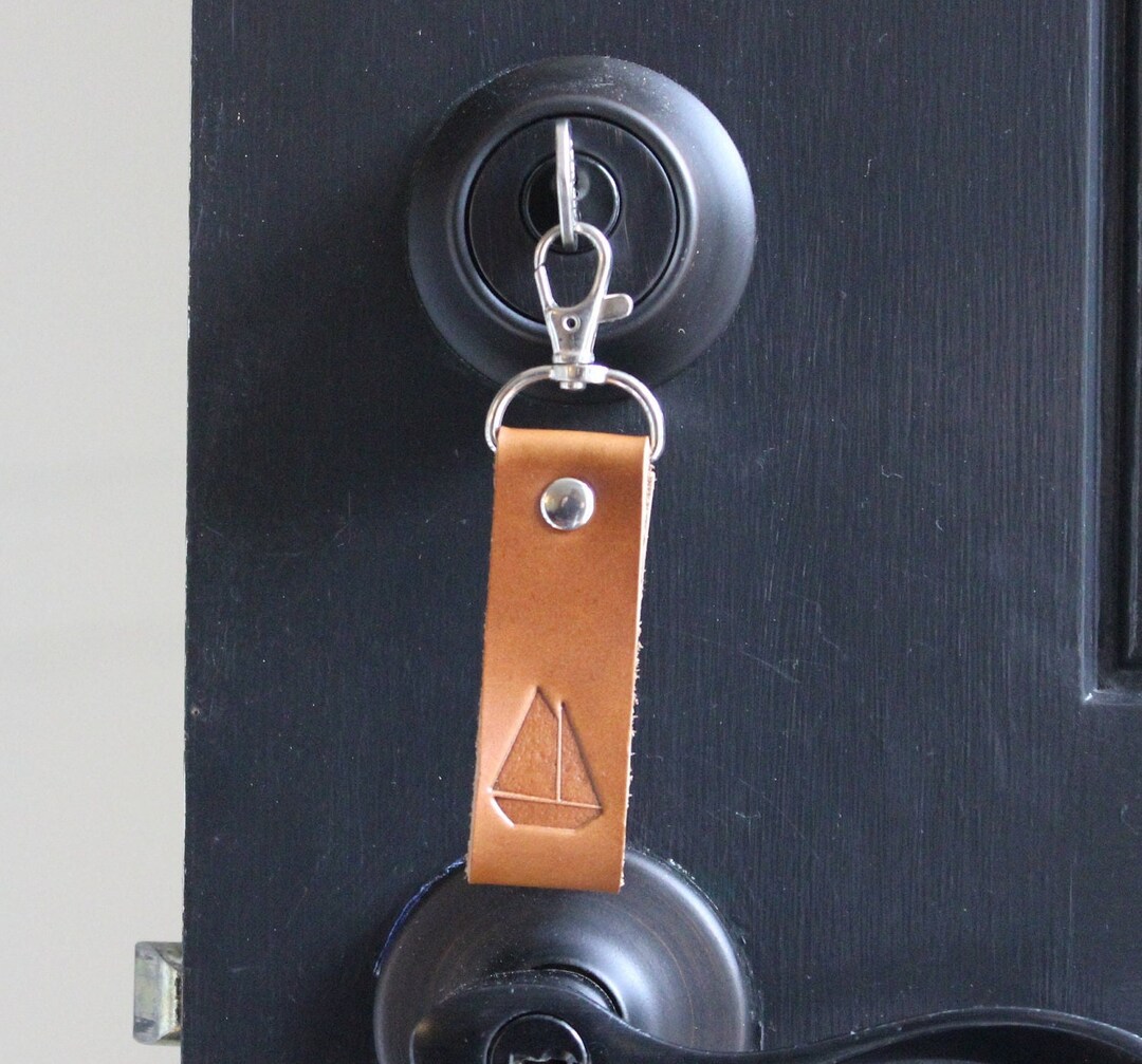 Sailing Sailboat Sail Boat Brown Leather Keychain Key Fob Ring - Etsy