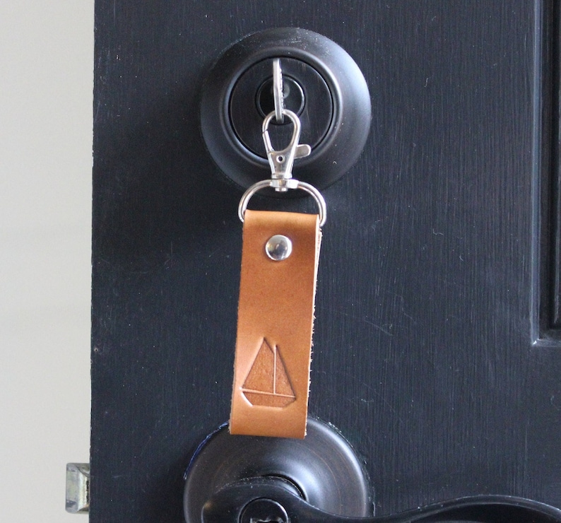 Sailing Sailboat Sail Boat Brown Leather Keychain Key Fob Ring - Etsy