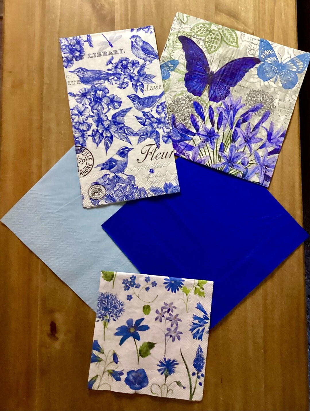 Blue Nature Floral Theme Napkins - Etsy