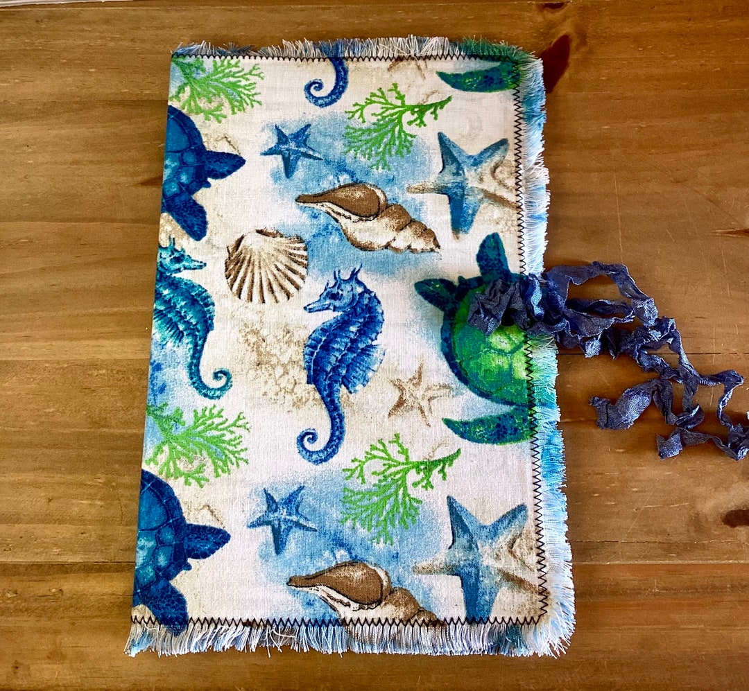 Ocean Themed/ Seahorse,turtle,shells Fabric Journal Cover (cover Only ...