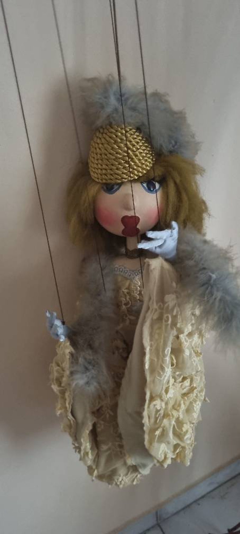 Vintage Made in the 90s Really Tall Handmade Marionette Miss Butterfly ...