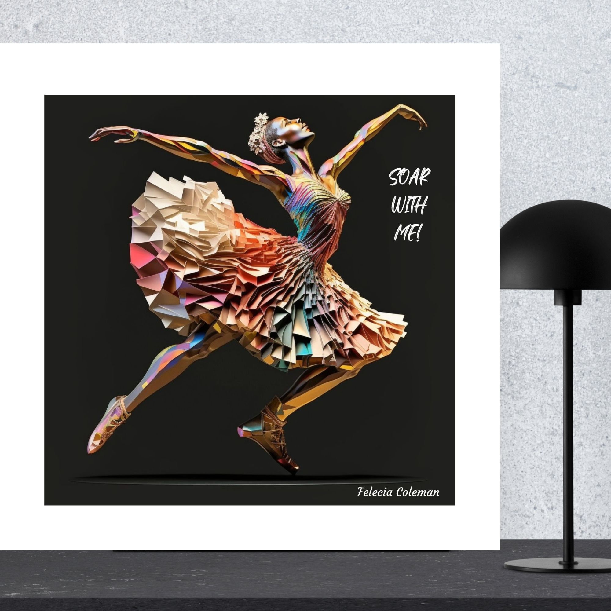 Ballerina Dancing Wall Art Decorations Colorful Picture Black Unframed ...