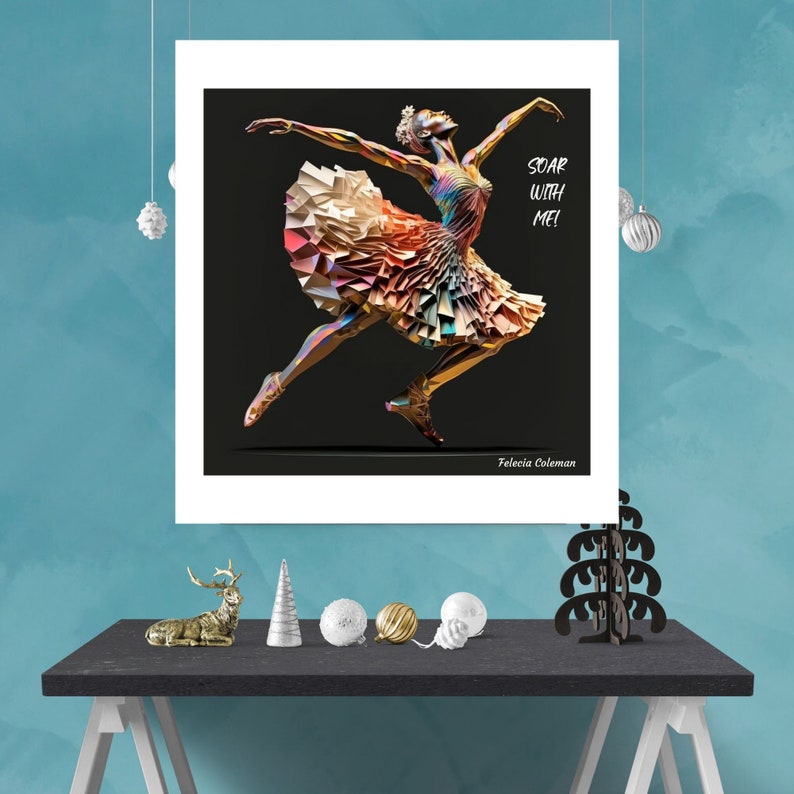 Ballerina Dancing Wall Art Decorations Colorful Picture Black Unframed ...