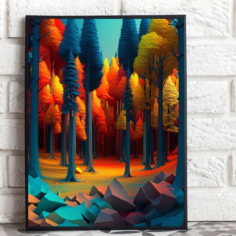 3D Forest Poster Art - Etsy