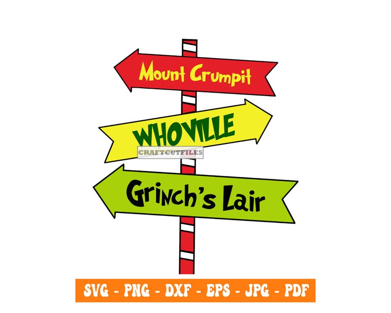 Grinch Signs SVG, Grinch Direction Signs SVG, Whoville SVG, Clipart ...