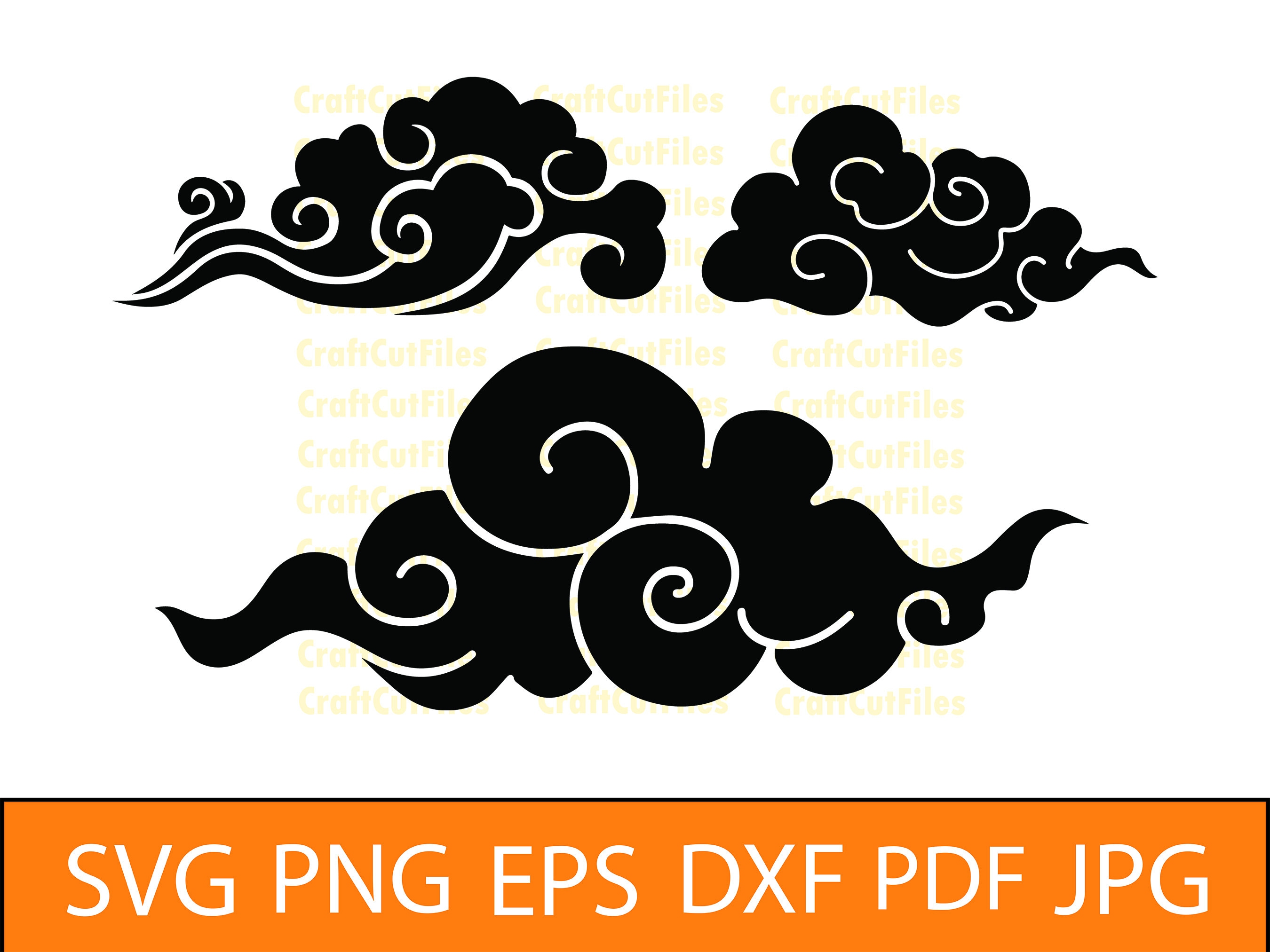 Clouds SVG, Curly Cloud SVG, Cloud SVG, Cloud Clipart, Cloud Files for Cricut, Cloud Cut Files ...