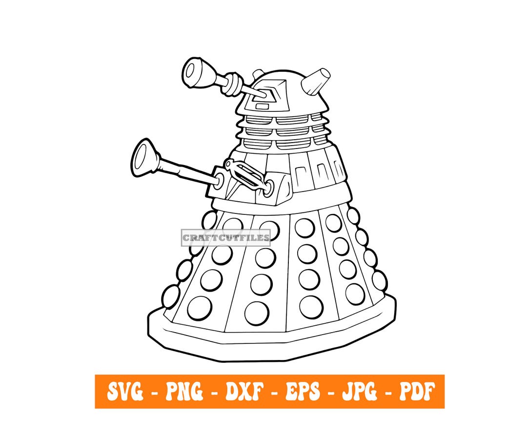 Doctor Who Dalek Outline SVG PNG DXF, Dalek Svg, Clipart, Files for ...