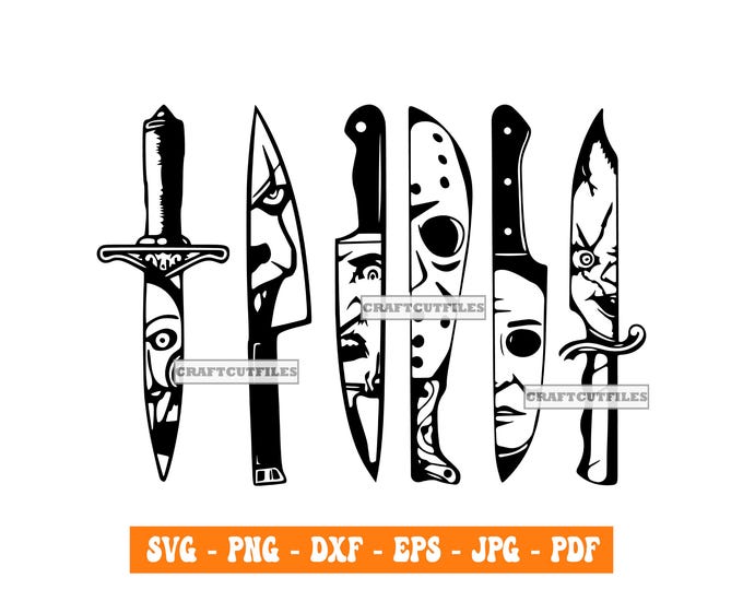 Horror-movie-characters-in-knives-svg - Etsy Canada