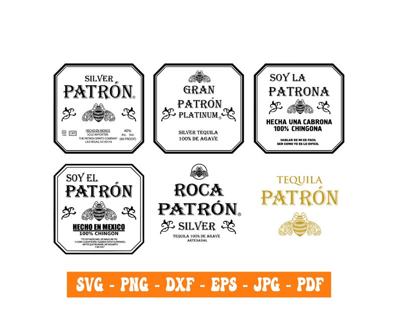 Tequila Label SVG Bundle, Tequila SVG, Soy La Patrona, Silver Patron ...