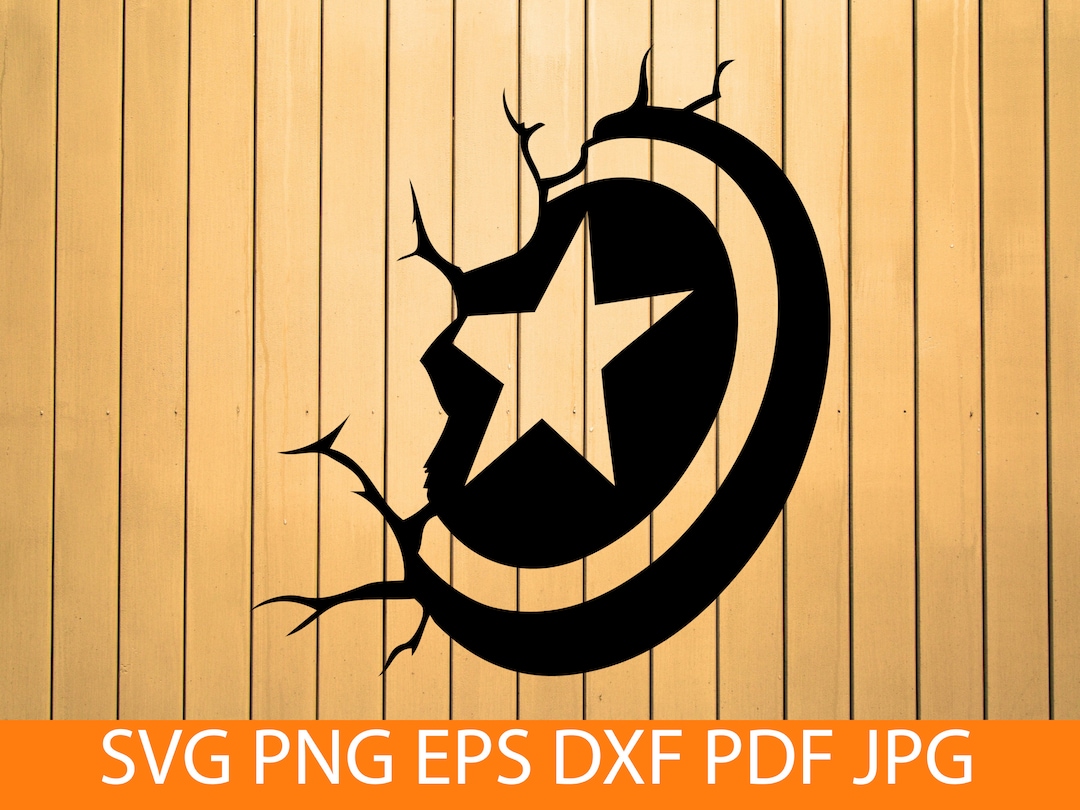 Captain America SVG PNG DXF, Captain America Shield Cracked Wall Svg ...