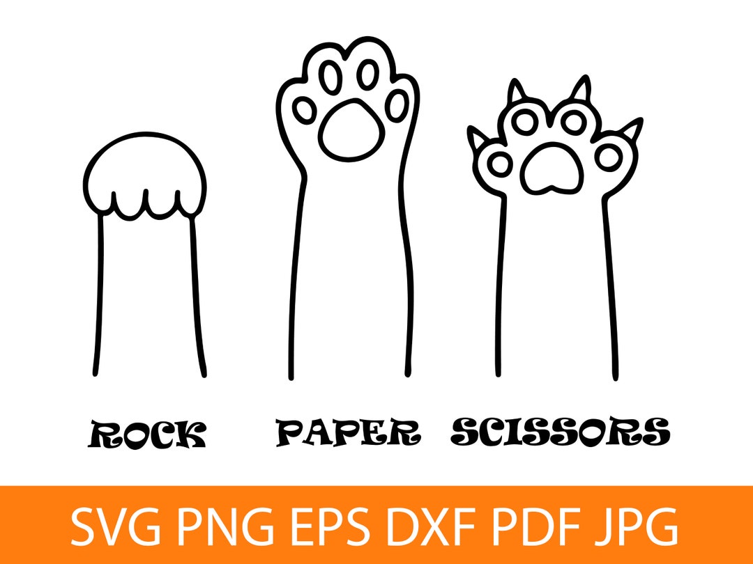 Cat Paw SVG PNG DXF, Rock Paper Scissors Svg, Pet Animal Paw Svg, Gift ...
