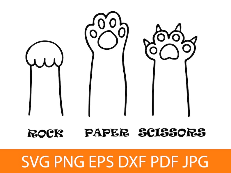Cat Paw SVG PNG DXF Rock Paper Scissors Svg Pet Animal Paw - Etsy