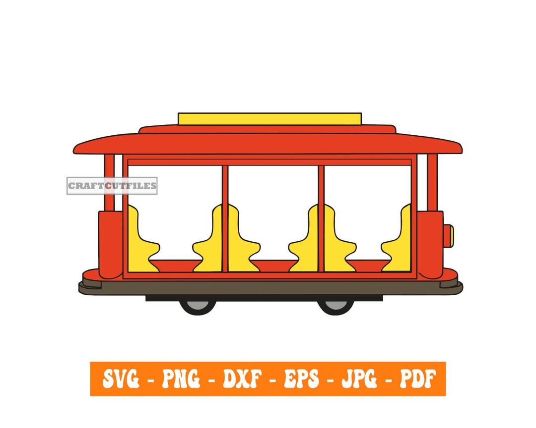 Trolley SVG PNG Dxf, Streetcar SVG, Trolley Clipart, Files for Cricut ...