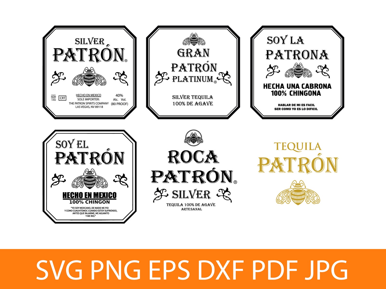 Tequila Label SVG Bundle, Tequila SVG, Soy La Patrona, Silver Patron ...