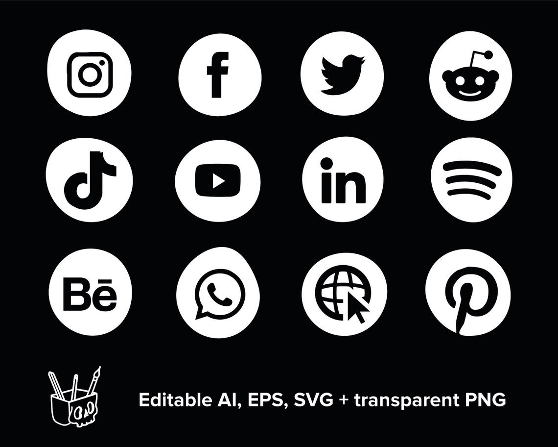Color Blob Social Media Symbols Icons Logos. Editable Files & - Etsy