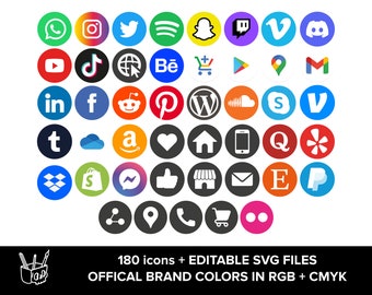 Color Blob Social Media Symbols Icons Logos. Editable Files & - Etsy