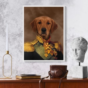 THE ADMIRAL Dog Royal Portrait, Pet Military Portrait Canvas ...
