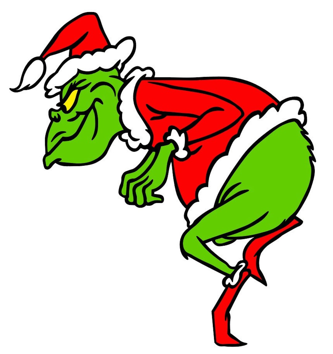 Sneaking Grinch mit Nikolausmütze SVG Farbe schwarz und weiß - Etsy Schweiz