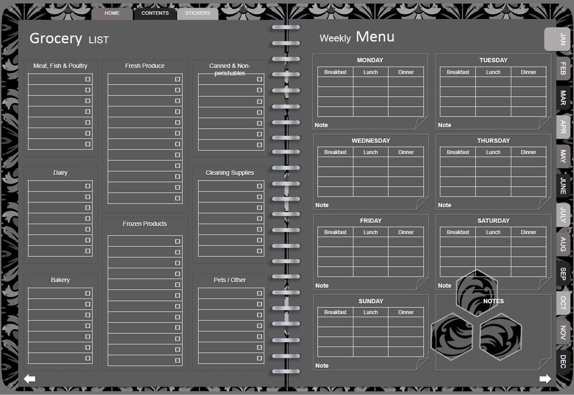 Black Regal Universal Weekly Planner - Etsy