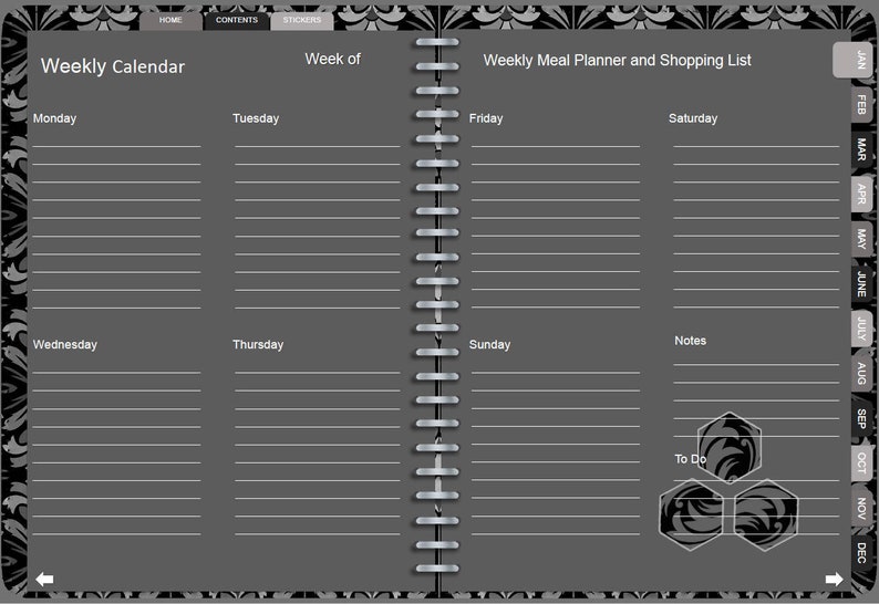 Black Regal Universal Weekly Planner - Etsy