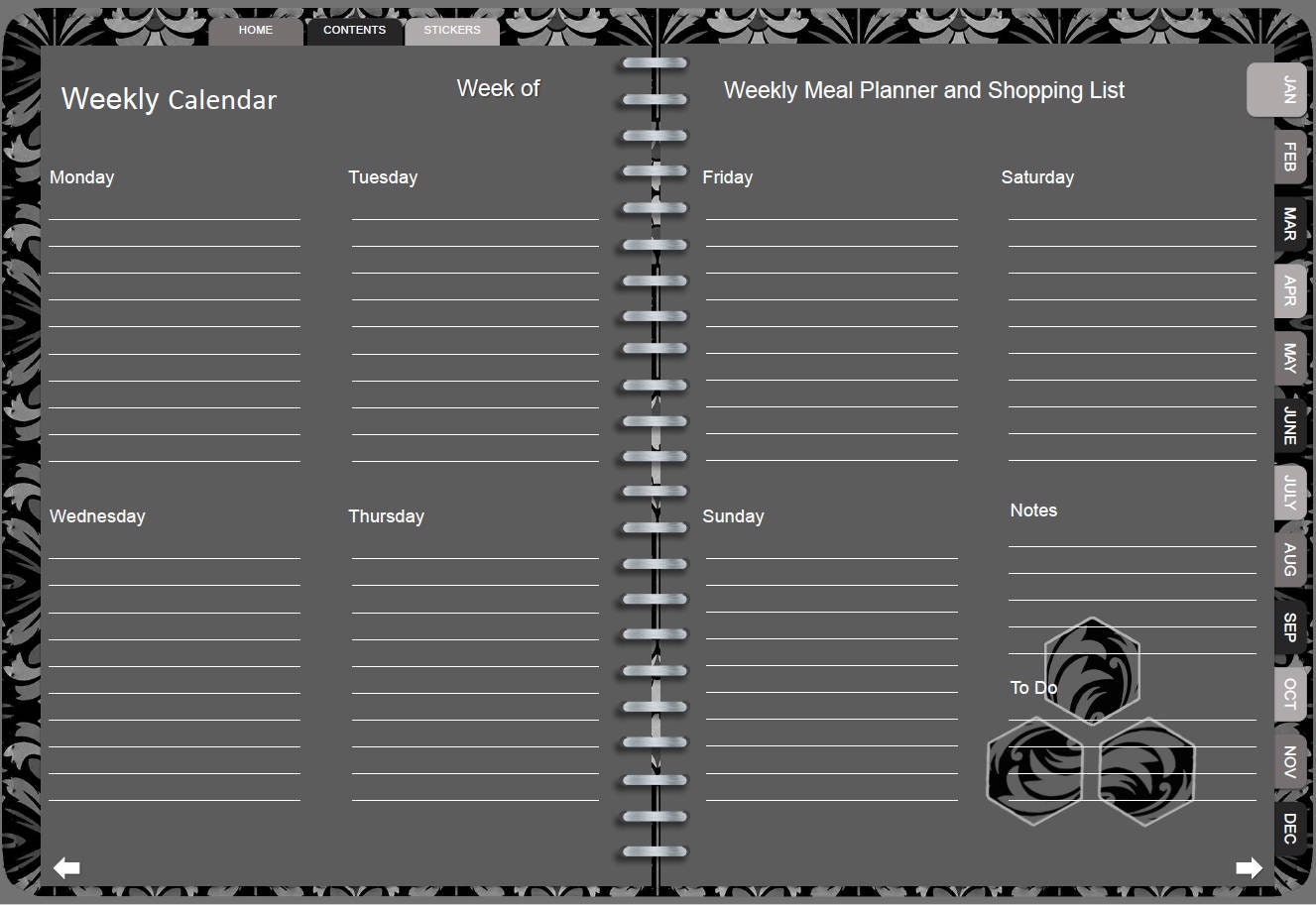 Black Regal Universal Weekly Planner - Etsy