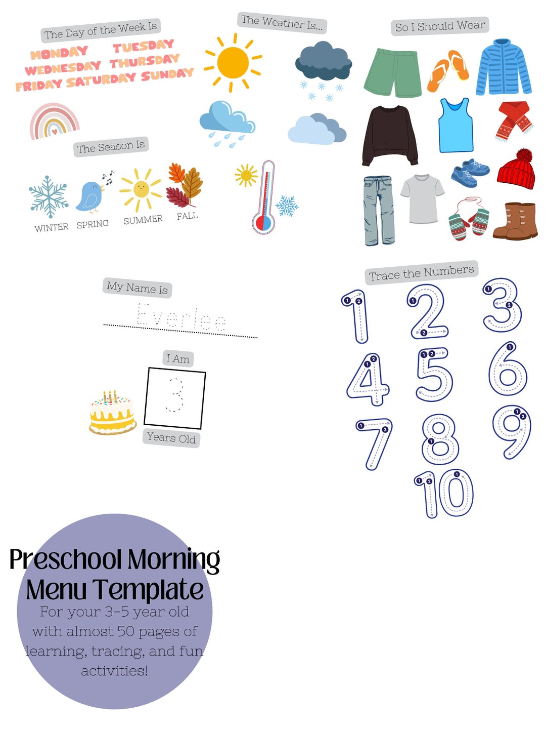 50 Page Preschool Morning Menu! - Etsy