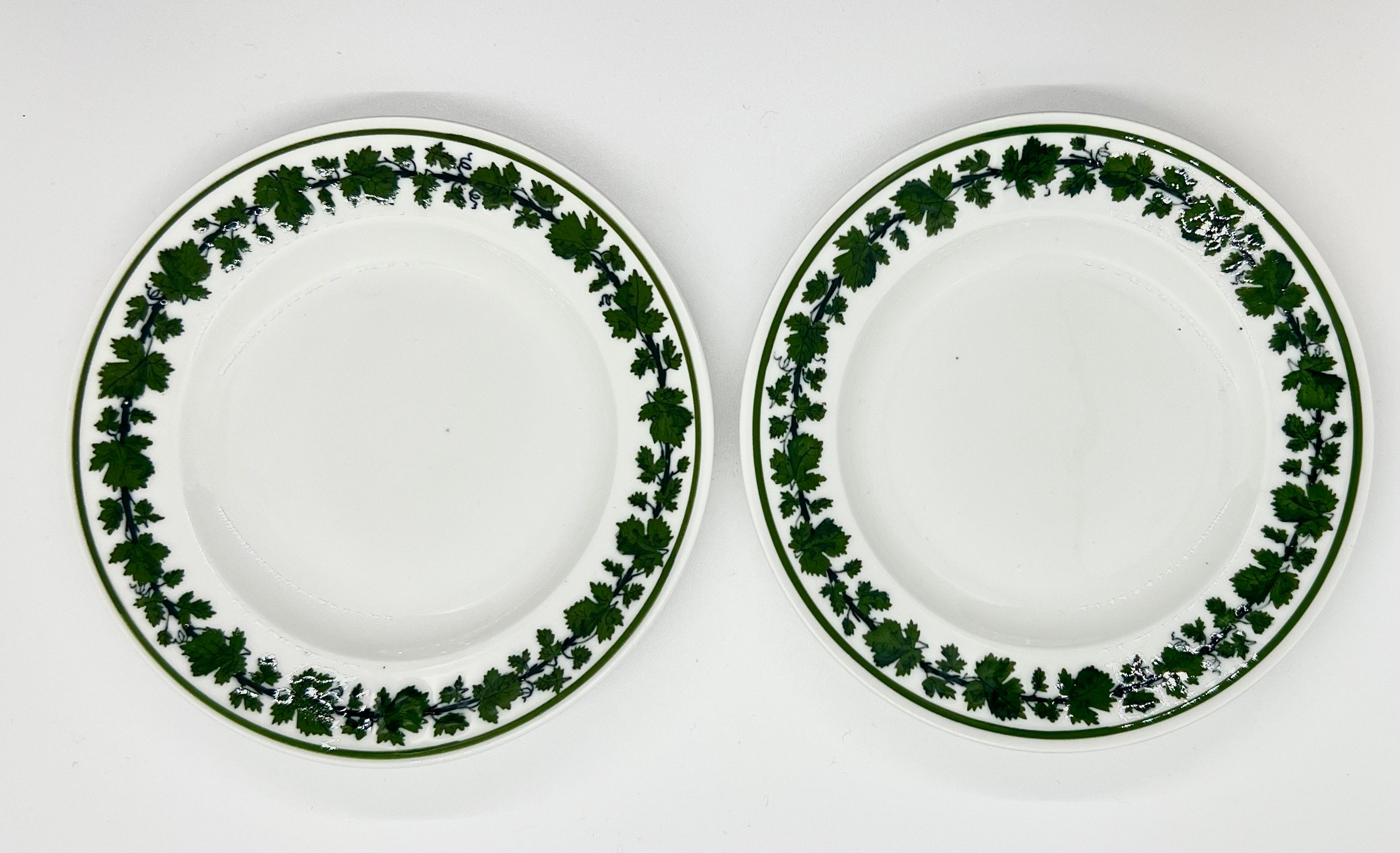 ANTIQUE MEISSEN Large Rectangular Plate Cake Plates Green Ivy Signed ...