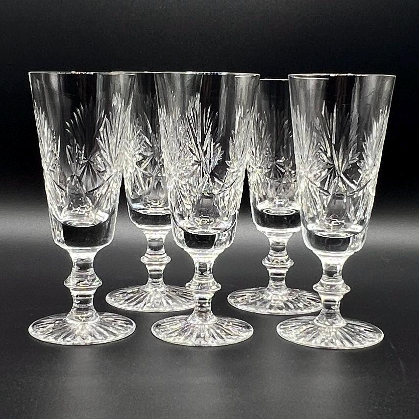 Vintage Edinburgh Crystal Champagne Flutes, Star of Edinburgh Pattern ...