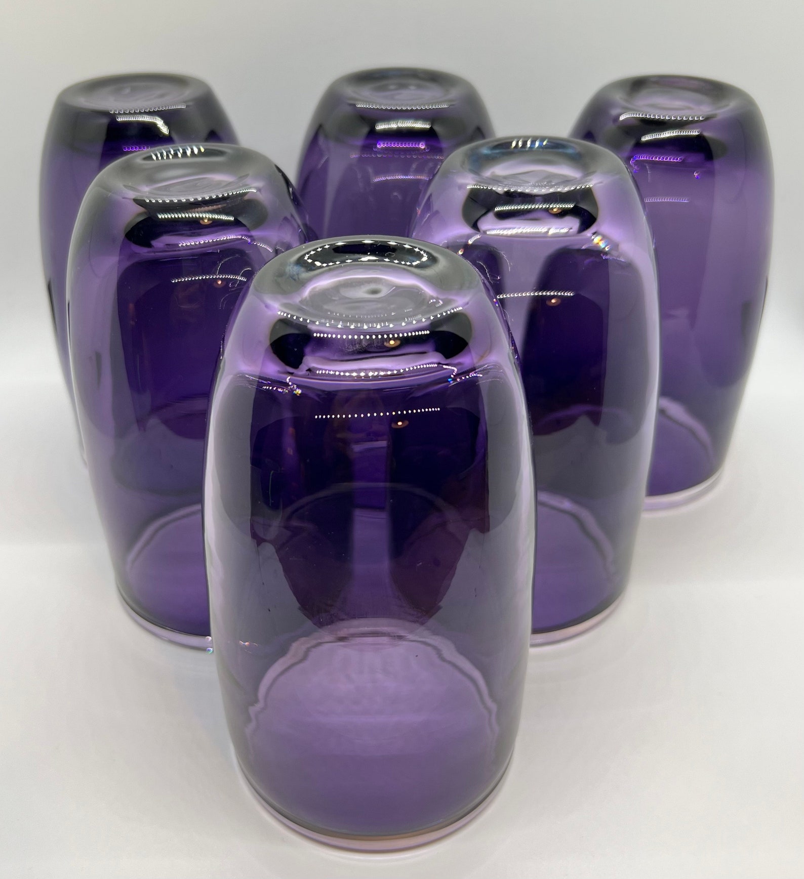 HANDBLOWN GLASS TUMBLERS | Large Purple Glass Water Tumbler | Handblown ...
