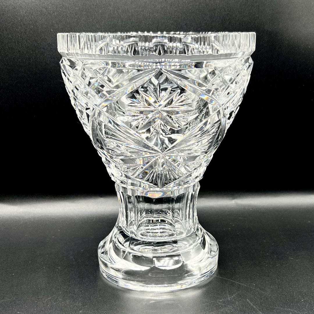 Vintage Lead Crystal Vase: Pineapple Starburst Cut, Mid-century English ...
