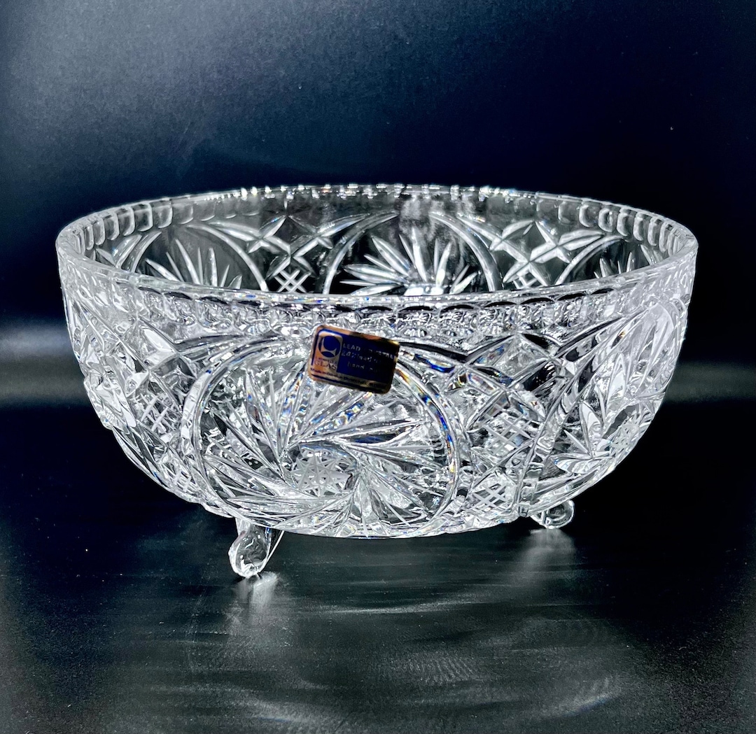 VINTAGE CRYSTAL BOWL Large Lausitzer Cut Crystal Pinwheel - Etsy