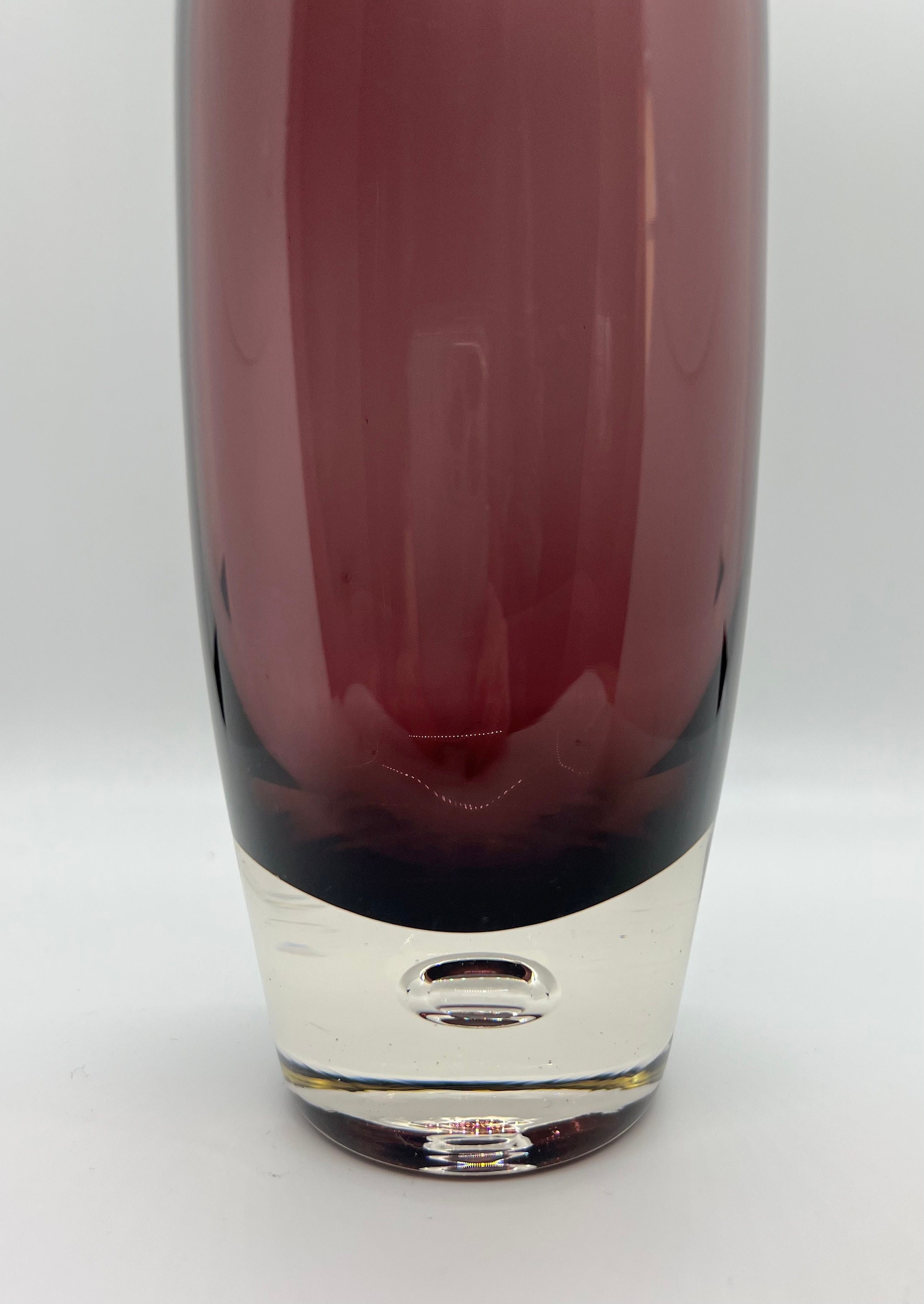 VINTAGE MURANO Glass VASE, Glass Art Dark Amethyst Glass, Mid Century ...