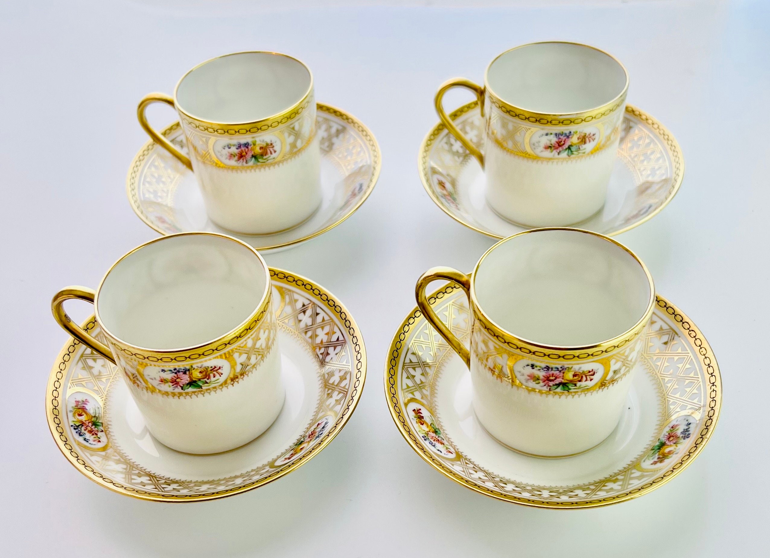 Antique Gilded Cups & Saucers 4 Demitasse Cups and Saucers Antique ...